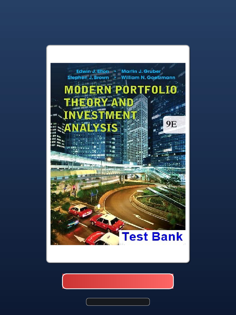 Complete Bundle Modern Portfolio Theory and Investment Analysis 9th ...