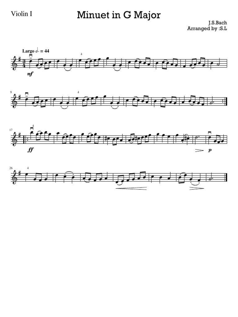 Minuet in G for Violin I | PDF