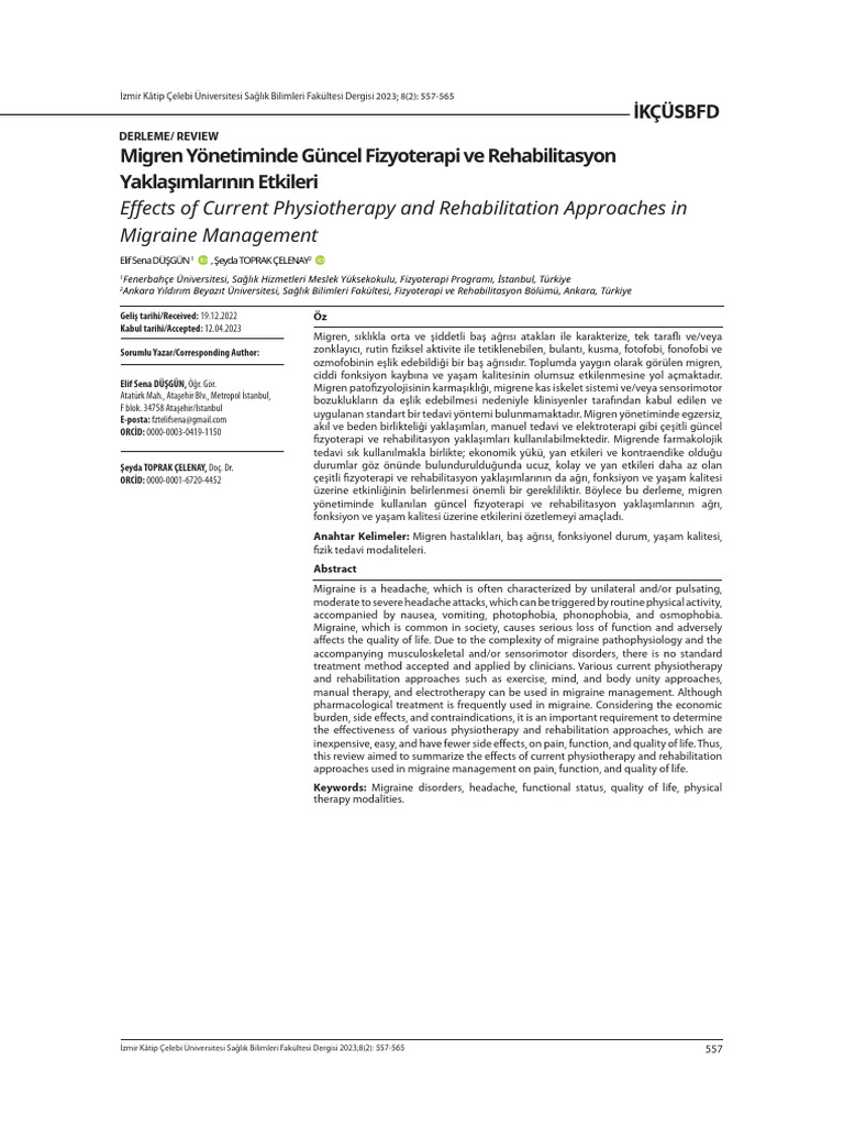 Migren Y - Netiminde G - Ncel Fizyoterapi Ve Rehabilitasyon Yakla ...