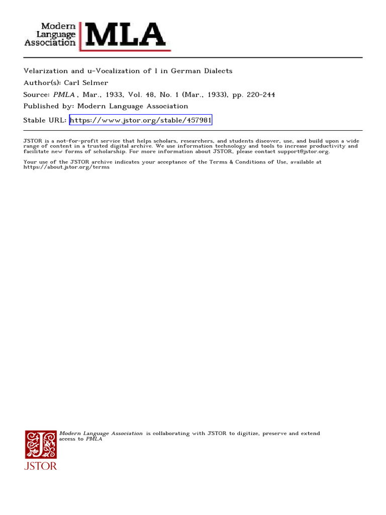 Velarization and u-Vocalization in German | PDF | German Language ...