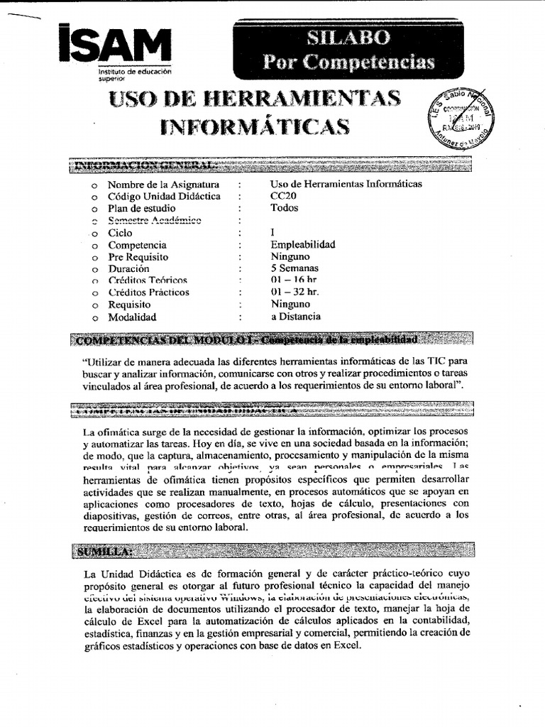 Silabus Isam I Ciclo | PDF