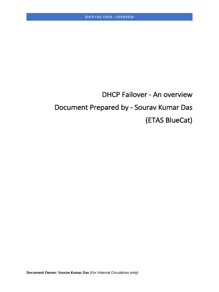 DHCP Failover An Overview | PDF | Port (Computer Networking) | Telecommunications