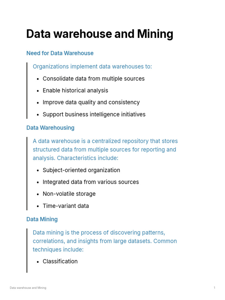Data Warehouse and Mining | PDF | Data Warehouse | Data