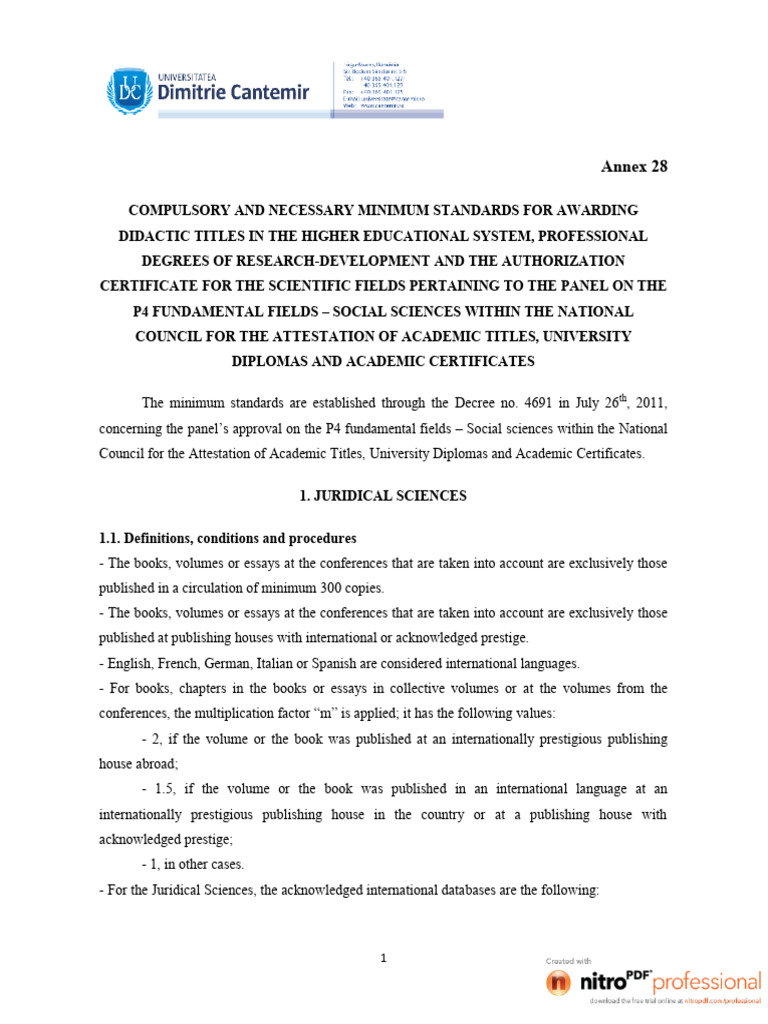 Annex 28 - Compulsory and Minimum Standards For Selection and Promotion ...