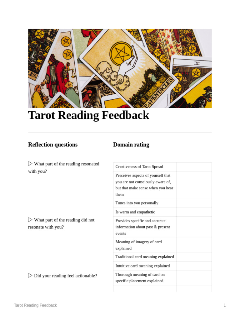 Tarot Reading Feedback Form | PDF