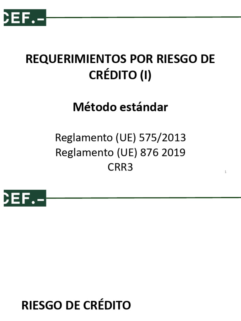 CRR Riesgo de Crédito SA CRR3. Completo | PDF | Riesgo crediticio | Tasador