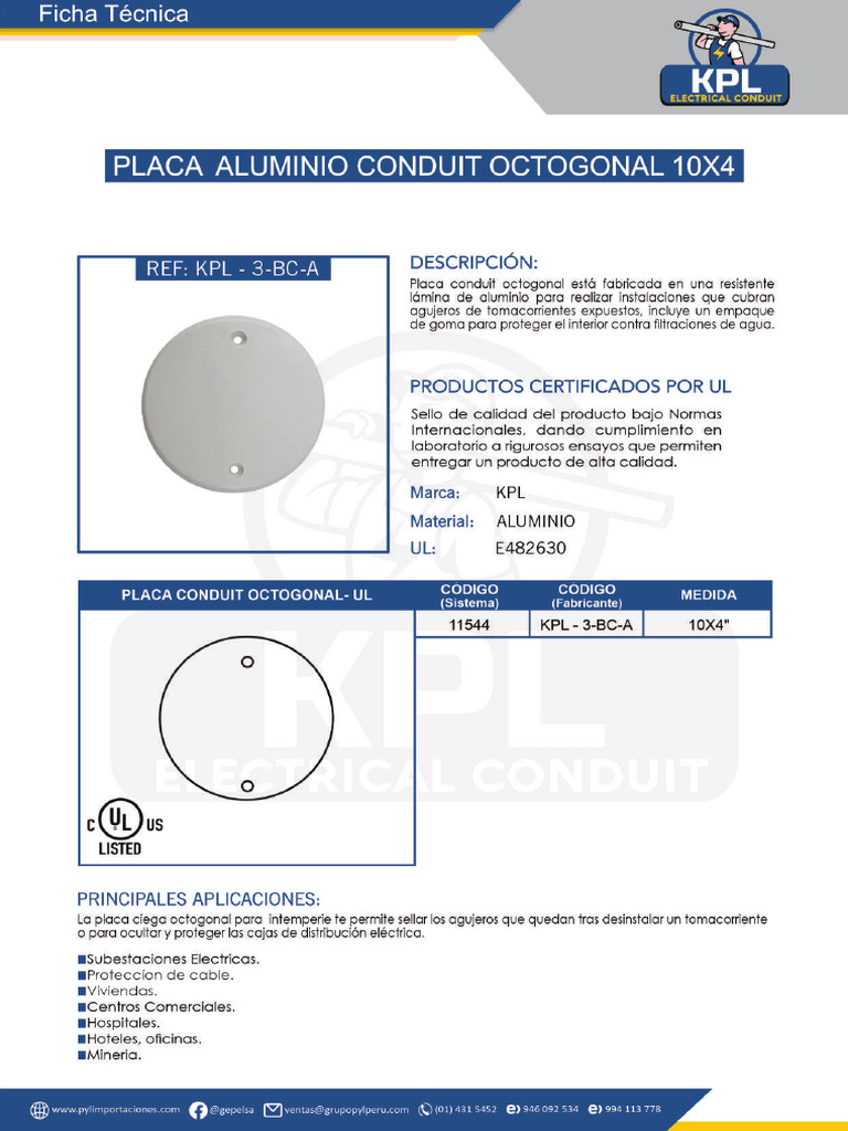 Placa Alumino Octagonal KPL 10X4 | PDF