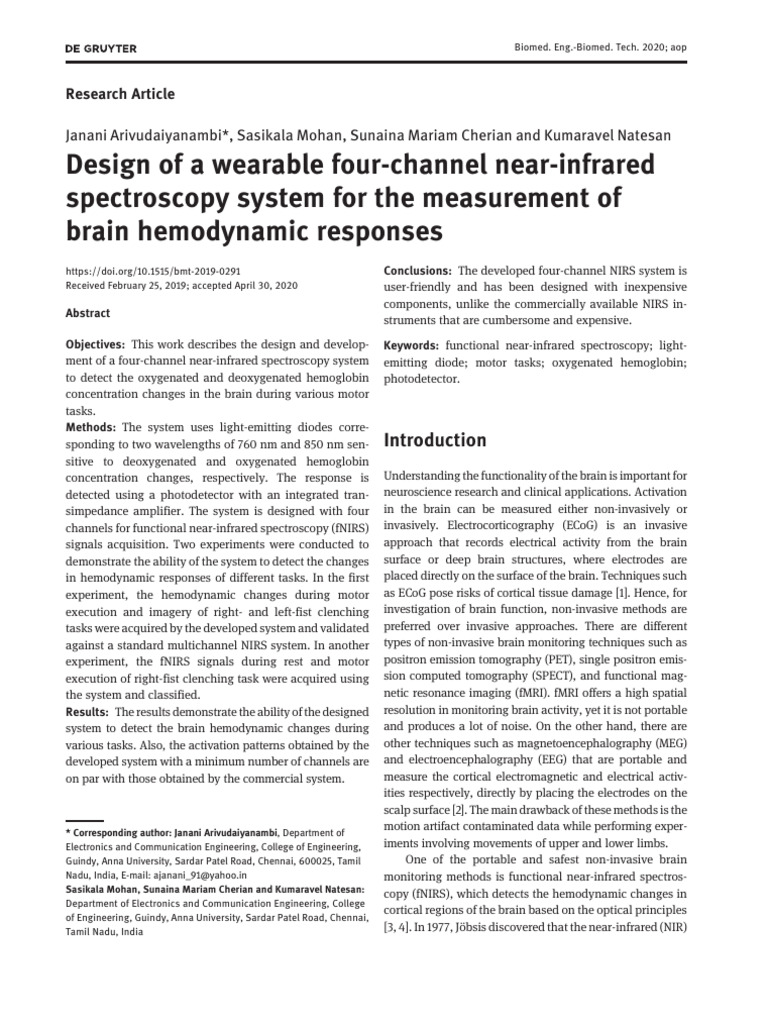 Janani Et Al. Design of Four Channel FNIRS System | PDF ...