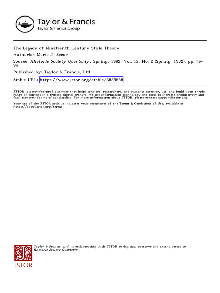 Secor LegacyNineteenthCentury 1982 | PDF | Rhetoric | Science