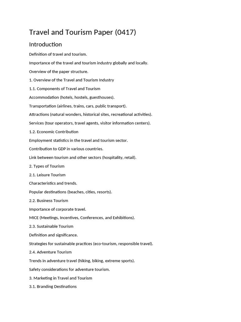 Travel and Tourism Paper | PDF | Tourism | Marketing