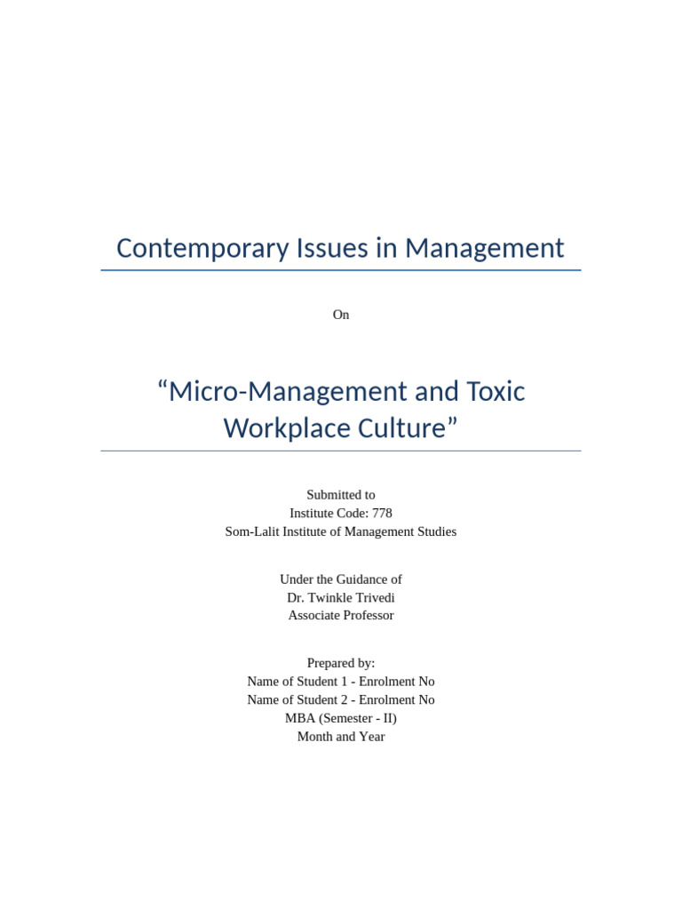 Micro-Management's Impact on Workplace Culture | PDF | Organizational ...