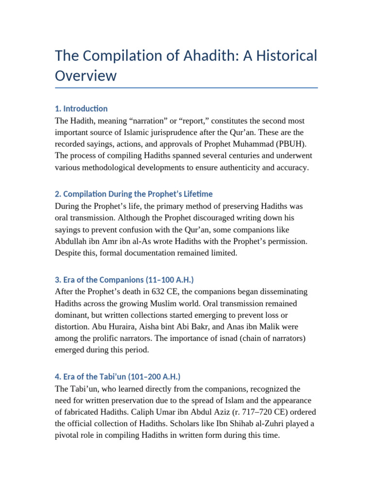 Compilation of Ahadith Assignment | PDF | Hadith | Islamic Fundamentalism