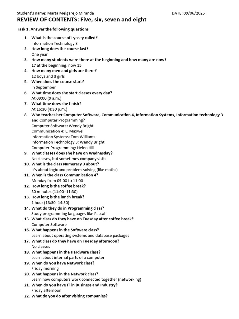 Tarea10 Review of Contents b | PDF | Computer Monitor | Printer (Computing)