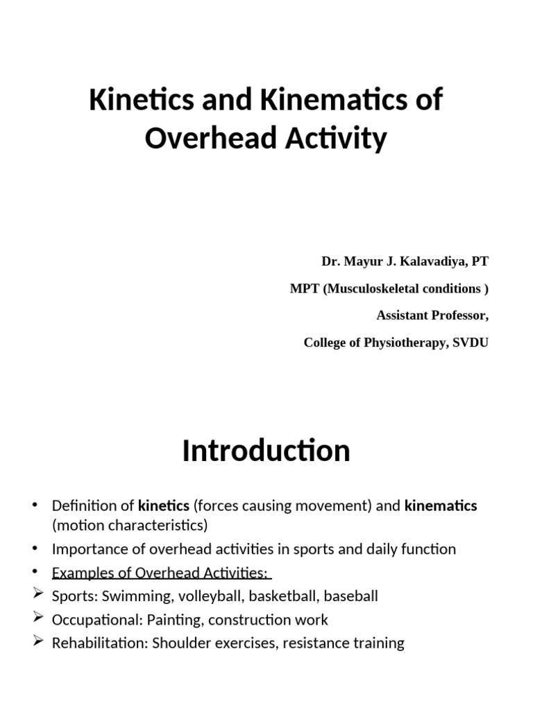MJK Kinetics and Kinematics of Overhead Activity | PDF | Shoulder ...