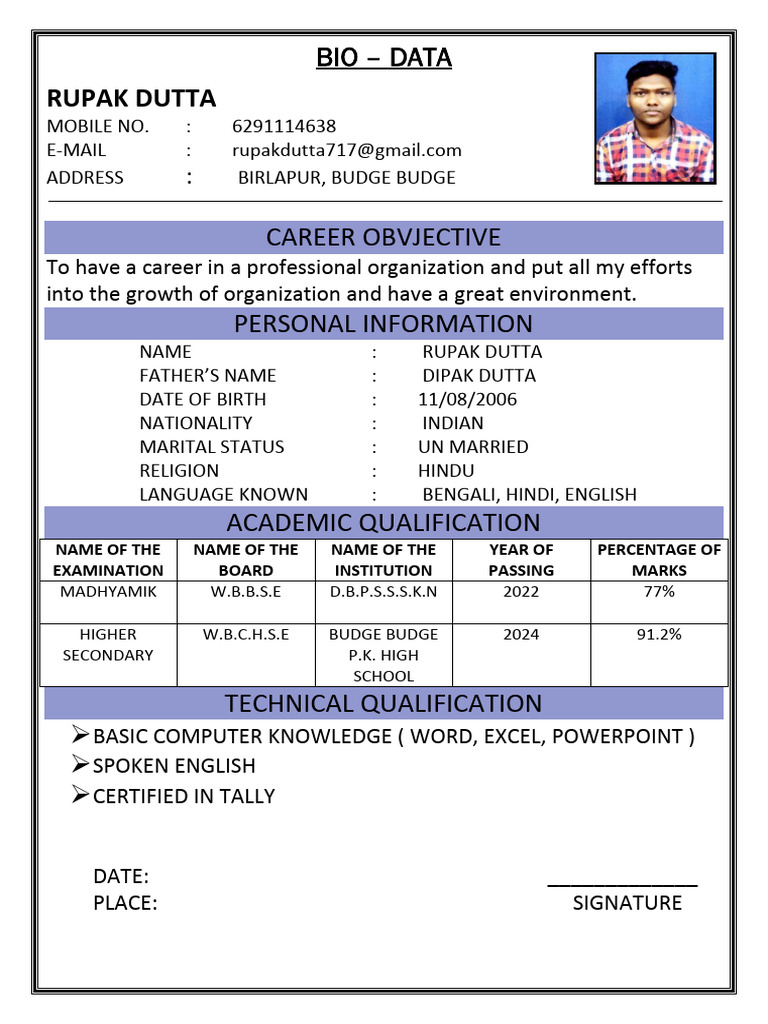 Rupak Dutta - Professional Bio and Qualifications | PDF
