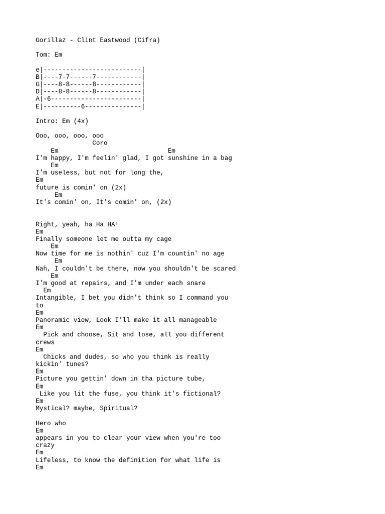 Cifra Gorillaz Clint-Eastwood | PDF