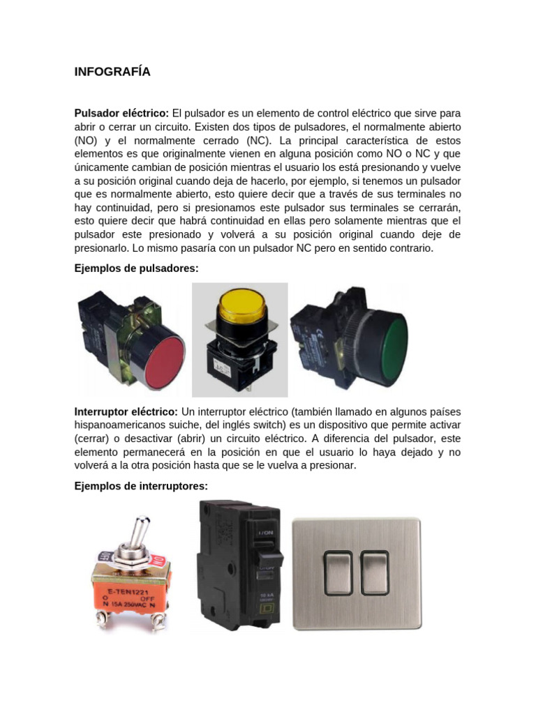 INFOGRAFÍA Pulsadores e Interruptores | PDF