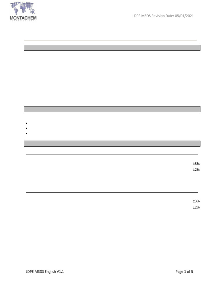 Pebdl Grades Montachem - Msds | PDF | Polyethylene | Plastic