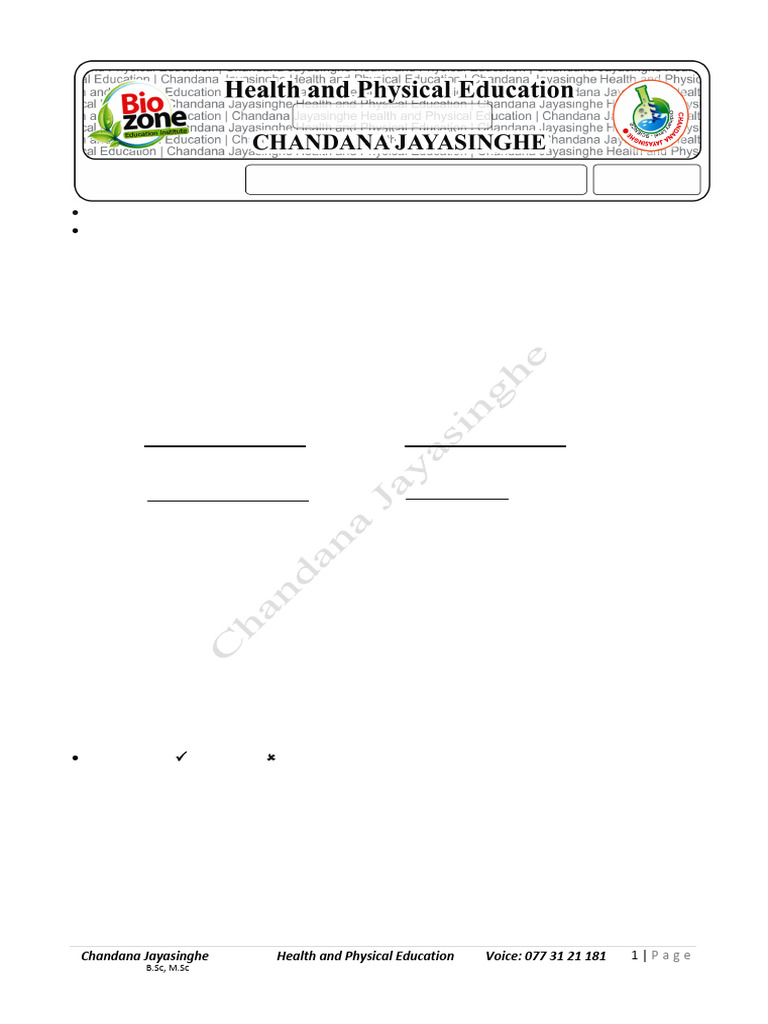 Grade 6 Health Education Test Questions | PDF | Body Mass Index ...