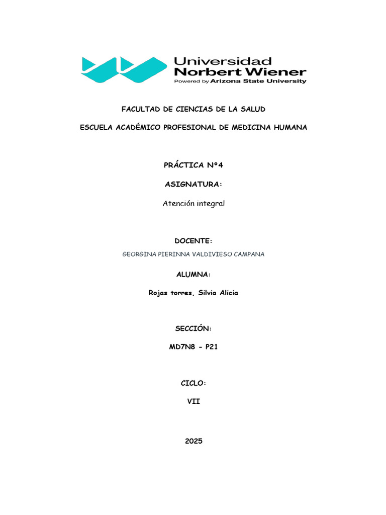 Informe Prac 4°-Silvia Rojas Torres | PDF | Hipertensión | Influenza