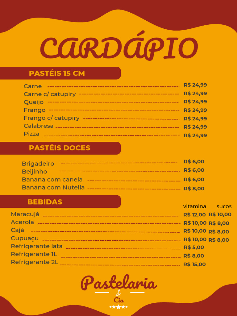 Cardápio da Pastelaria Cia | PDF