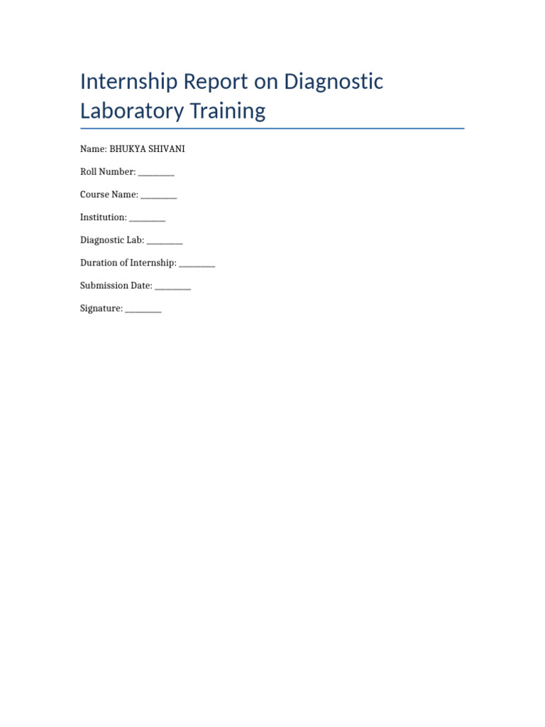 Diagnostic Lab Internship Report | PDF