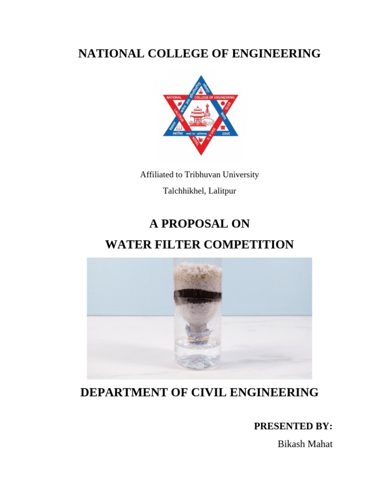 Water Filter Competition Proposal | PDF | Filtration | Water Purification