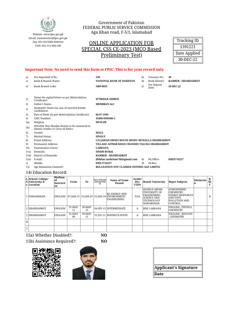 Competitive Examination (CSS) - 2021 | PDF | Pakistan