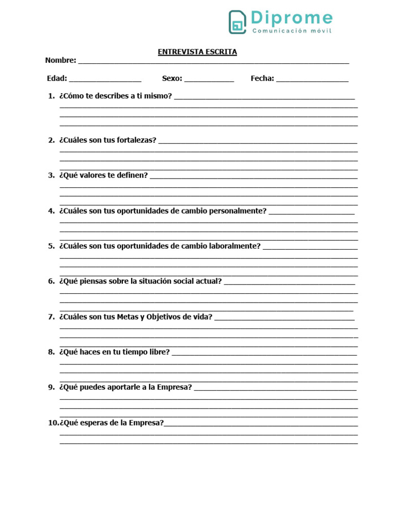 Entrevista Escrita PDF 2023 | PDF