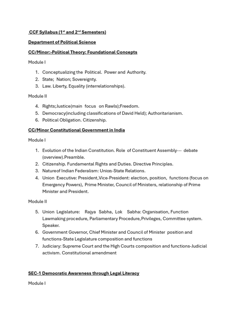 Political Science Syllabus Overview | PDF | International Relations ...
