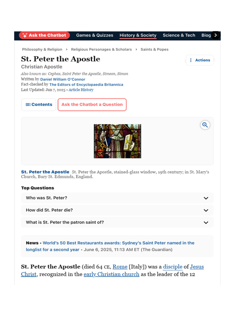 St. Peter The Apostle - Disciple, Fisherman, Martyr - Britannica | PDF ...