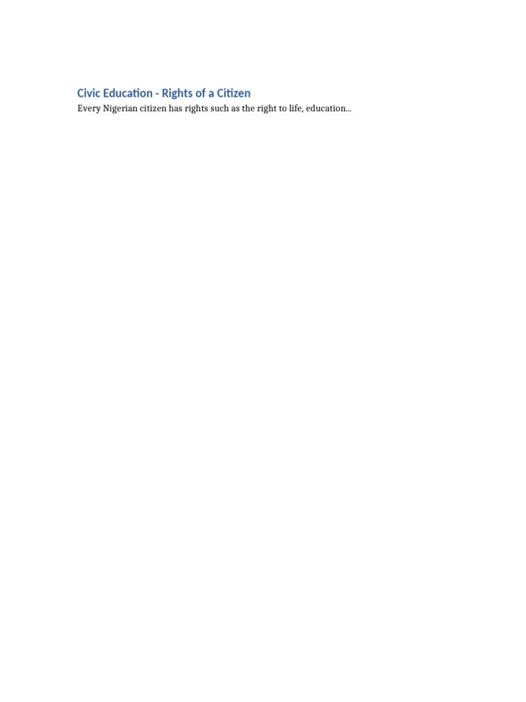 Civic Education - Rights of A Citizen | PDF