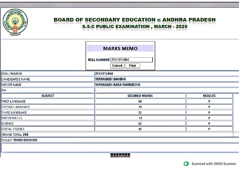 Sahena SSC Marks Memo | PDF