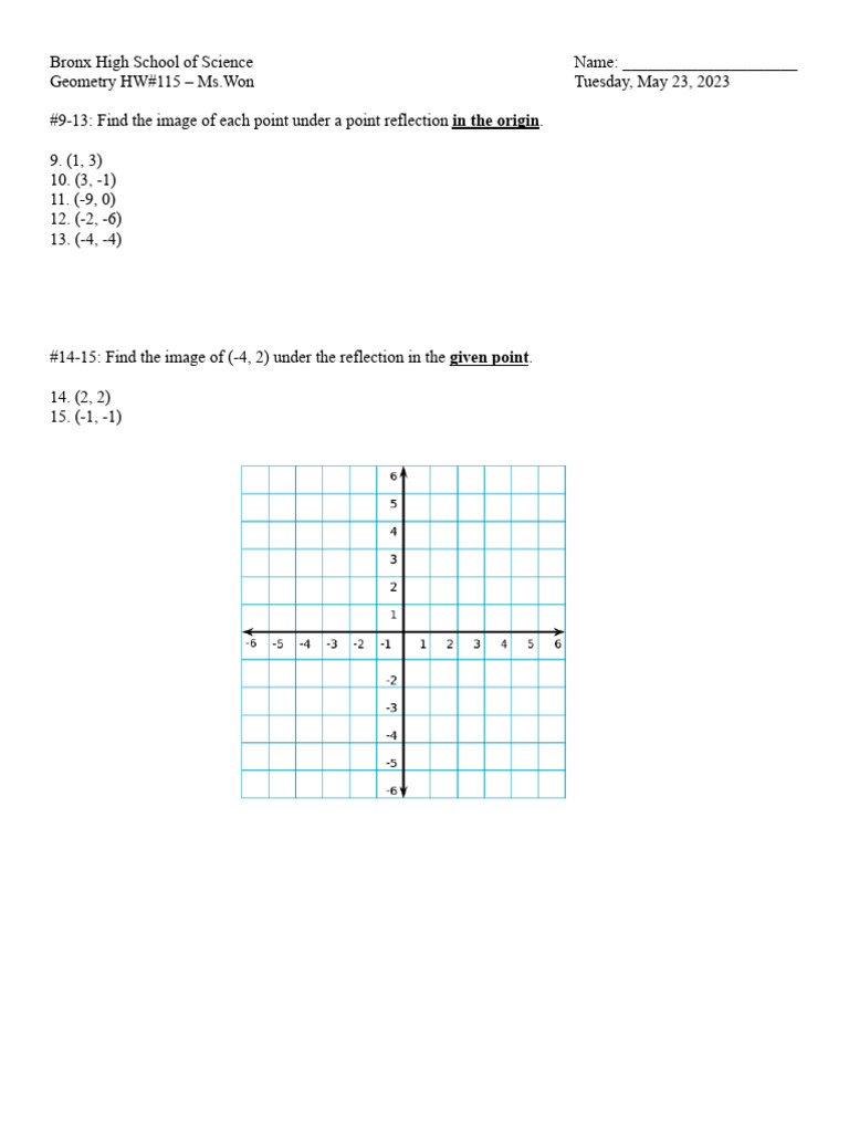 Geo HW#115 - Point Reflection | PDF