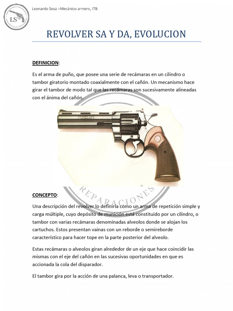 Revolver Simple y Doble Accion, Evolucion | PDF | Revólver | Pistola