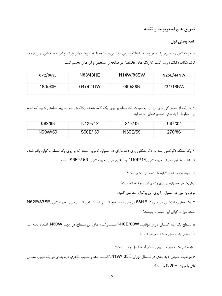 Stereonet and Maps Exercises 99 P15 17 | PDF