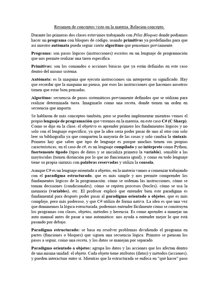Fundamentos de Programación en C# | PDF | Lenguaje de programación ...