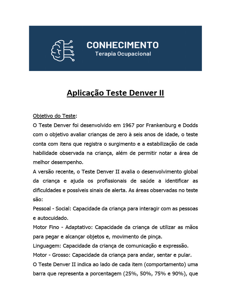 Aplicação do Teste Denver II | PDF | Comportamento