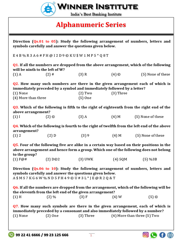 Alphanumeric Series Set-D03 With Ans | PDF | Linguistics | Languages