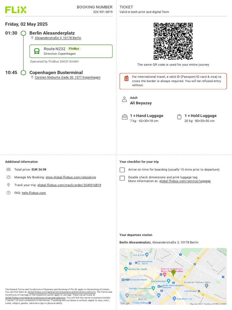 Ticket Berlin Copenhagen 3249316819 | PDF | Government And Personhood