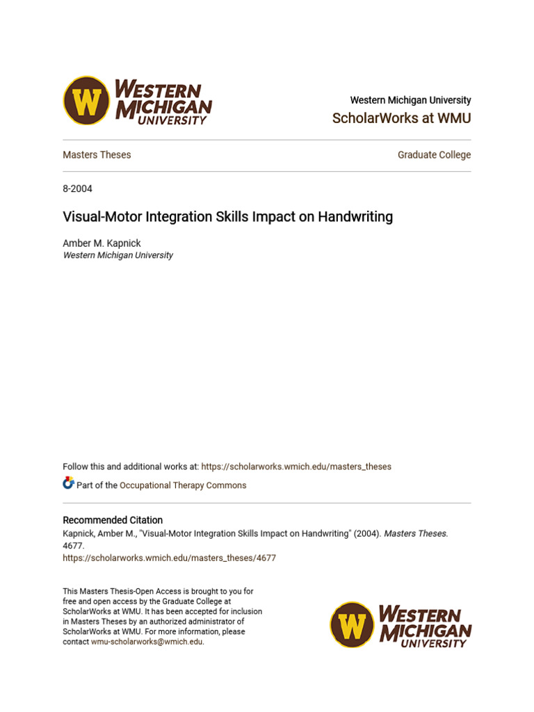 Visual-Motor Integration Skills Impact On Handwriting | PDF ...