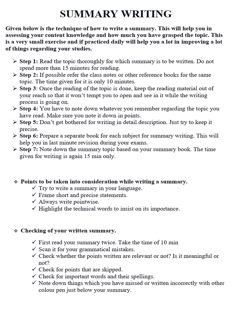 Summary Writing | PDF