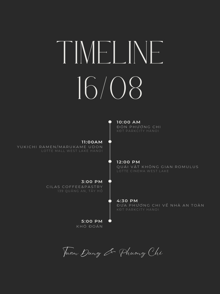 Black Beige Modern Dark Elegant Wedding Timeline Planner | PDF