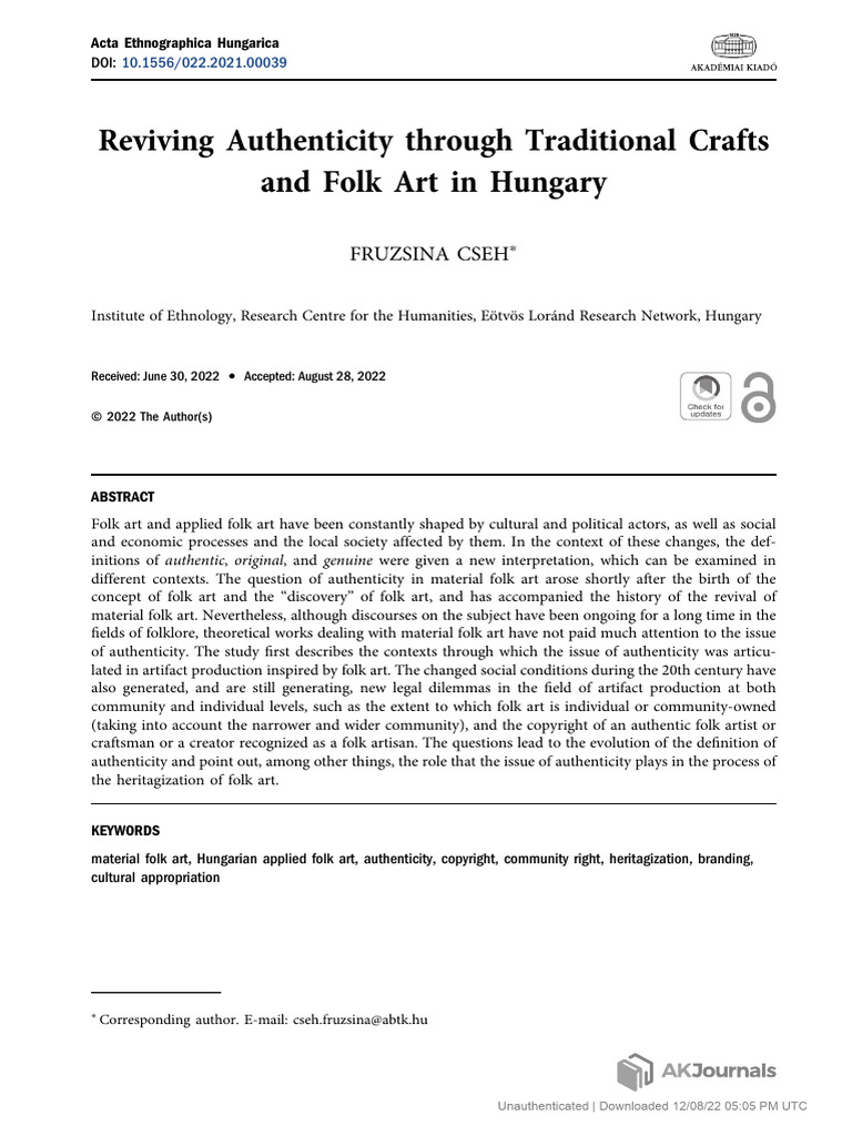 Reviving Authenticity Through Traditional Crafts A | PDF | Folklore ...