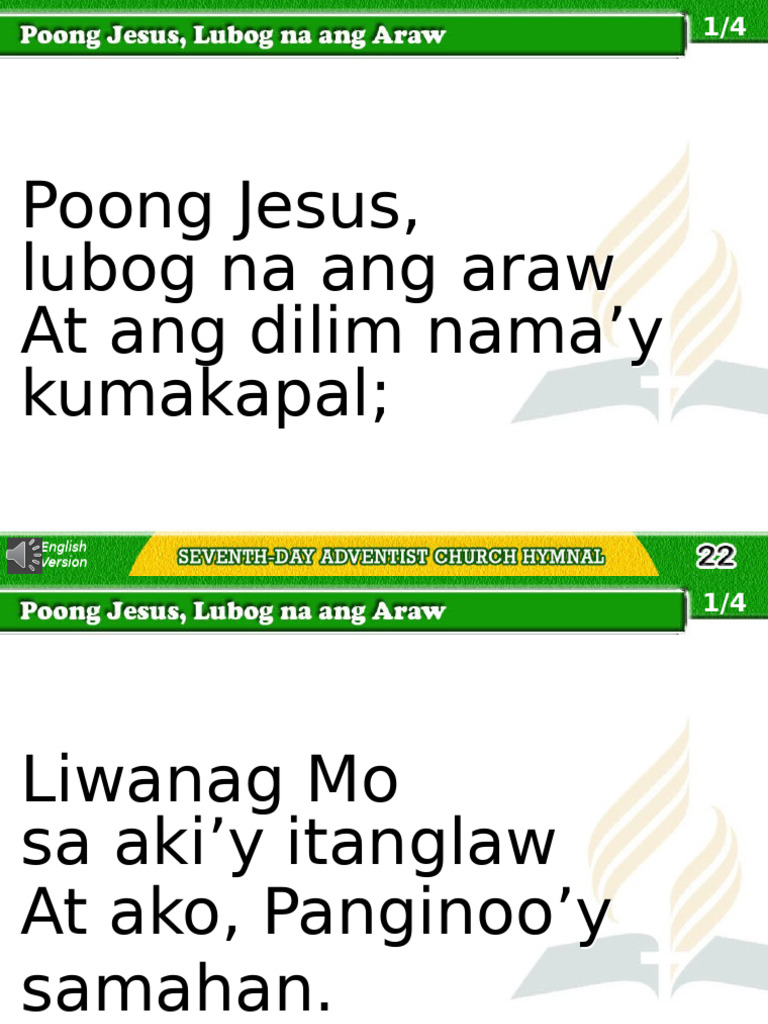 22 Poong Hesus, Lubog Na Ang Araw | PDF