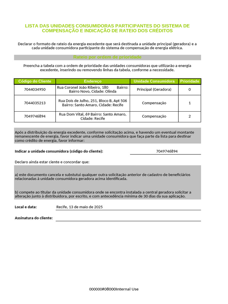 FROP - Formulário de Rateio Por Ordem de Prioridade | PDF