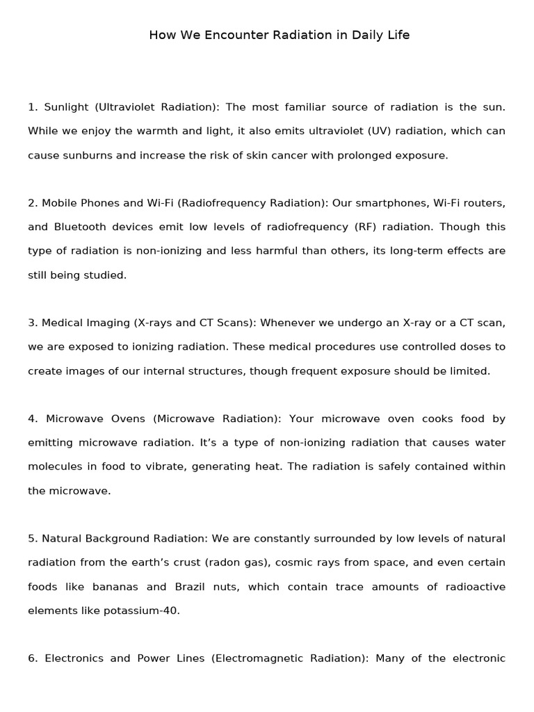 Daily Radiation Exposure Sources | PDF