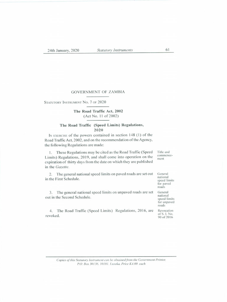 Road Traffic (Speed Limits) Regulations 2019 | PDF