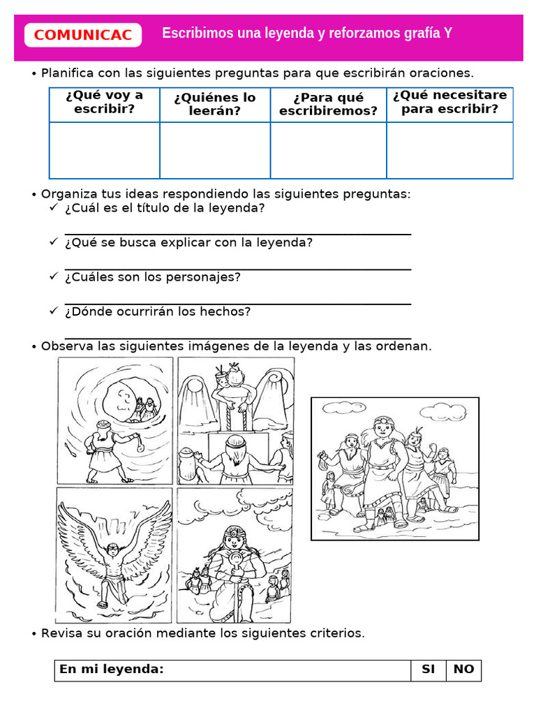 D3 A2 FICHA COM. Escribimos Una Leyenda y Reforzamos Grafía Y | PDF