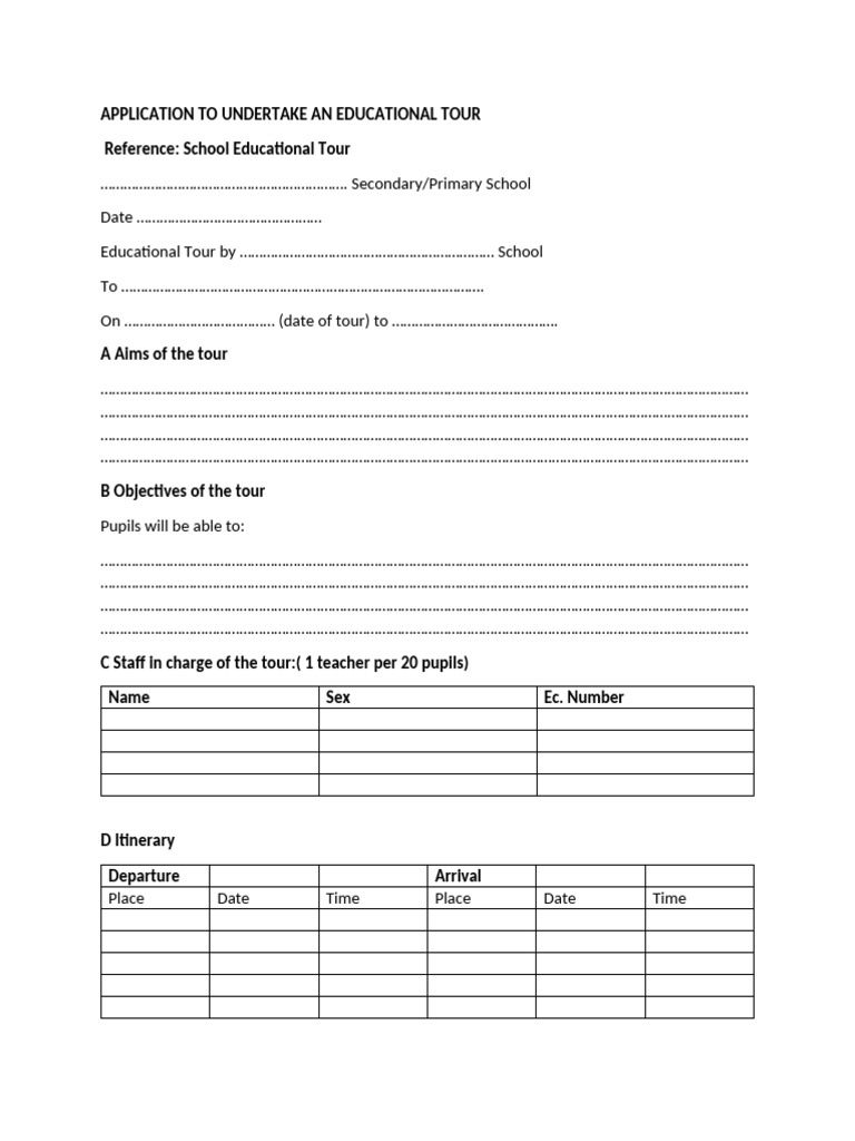 Educational Tour Application Form | PDF